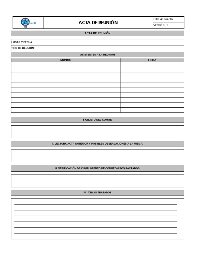 Acta de Reunion | PDF
