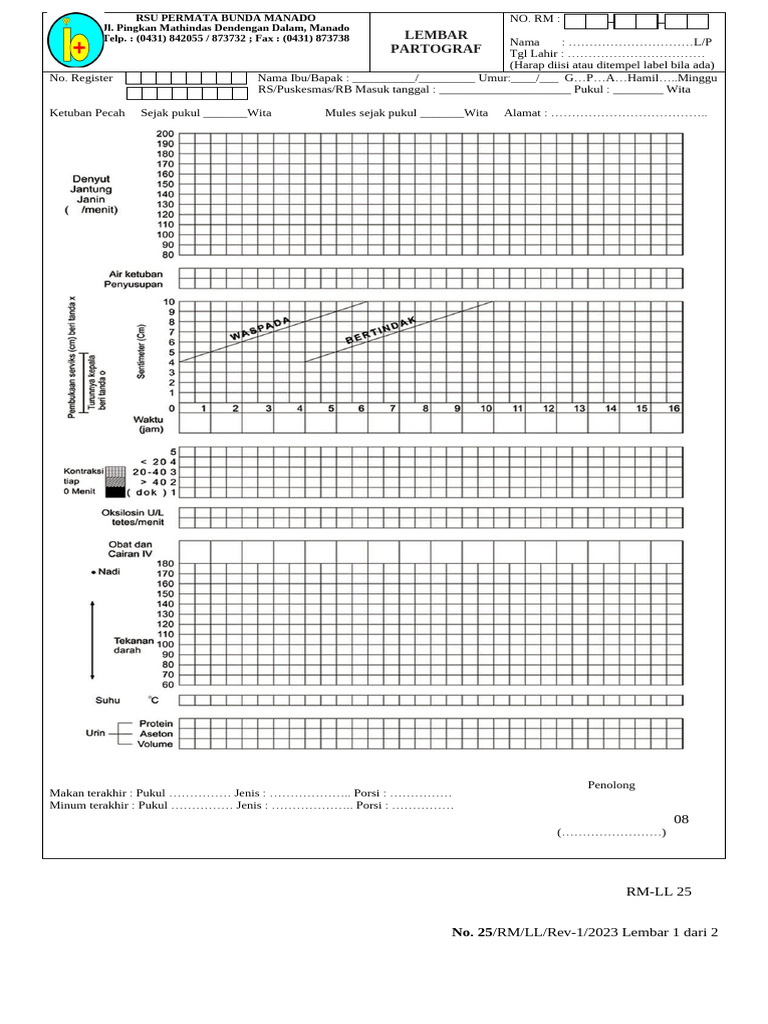Form Partograf - LL 25 | PDF