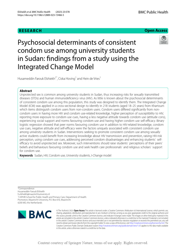 Psychosocial Determinants of Consistent Condom Use | PDF | Safe Sex | Condom