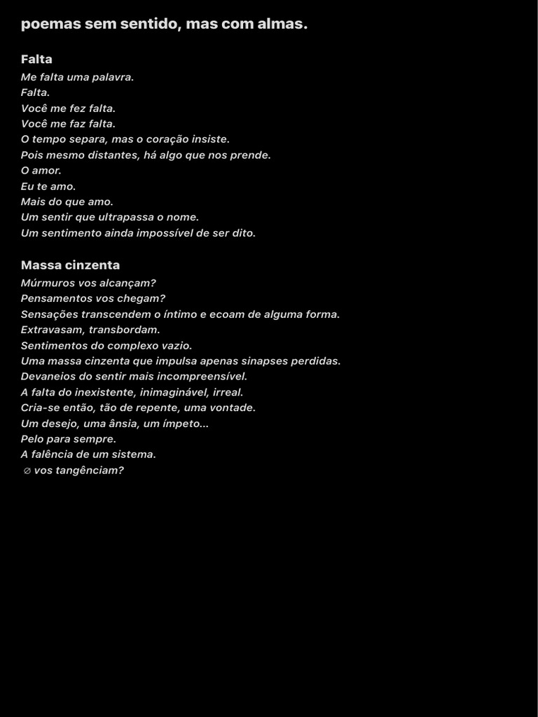 Poemas Sem Sentido, Mas Com Almas | PDF