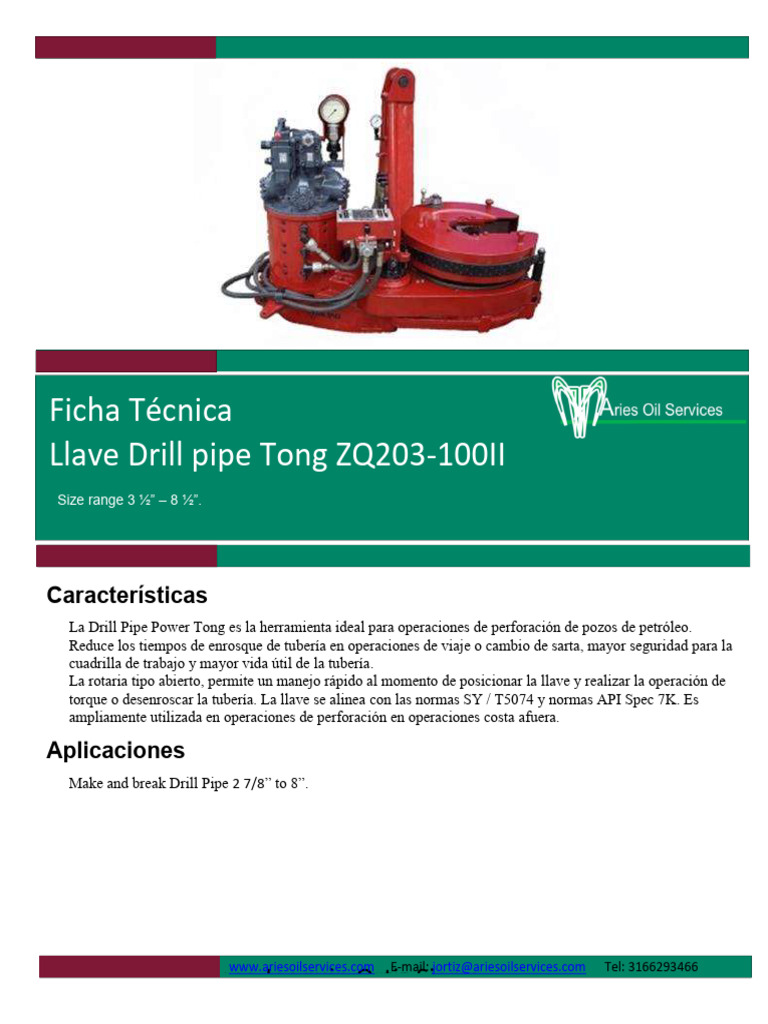 Ficha Tecnica Llave DP ZQ203-100 | PDF