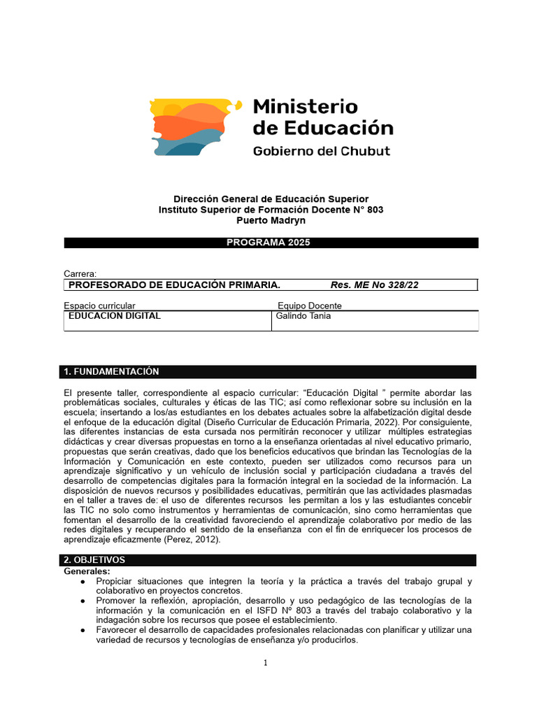 Programa Educacion Digital 2025 | PDF | Enseñando | Maestros