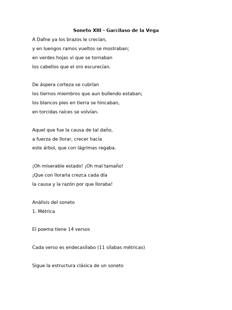 Soneto XIII: Apolo y Dafne | PDF