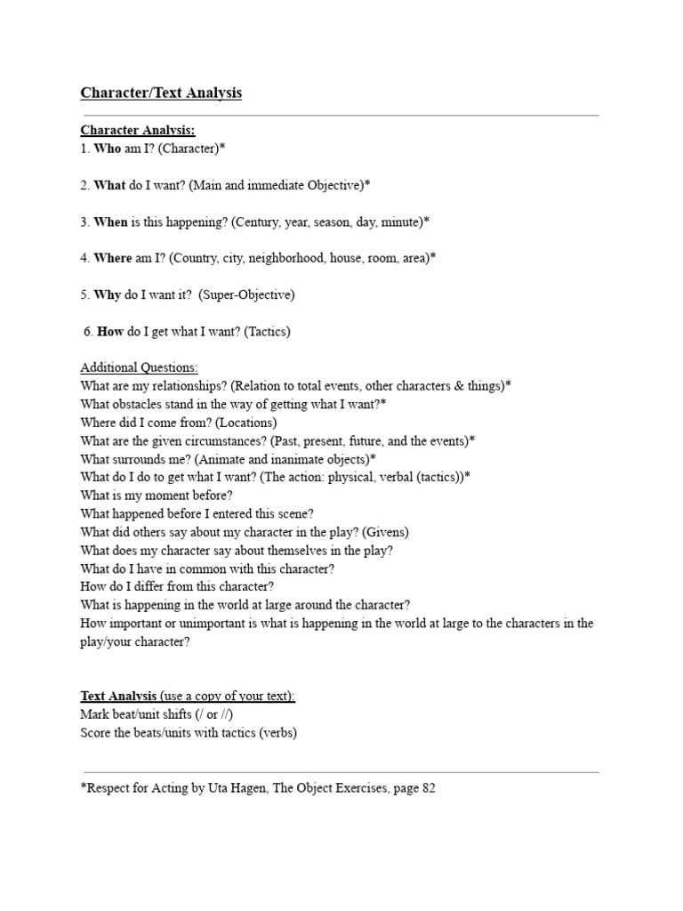 Character and Text Analysis Guide | PDF