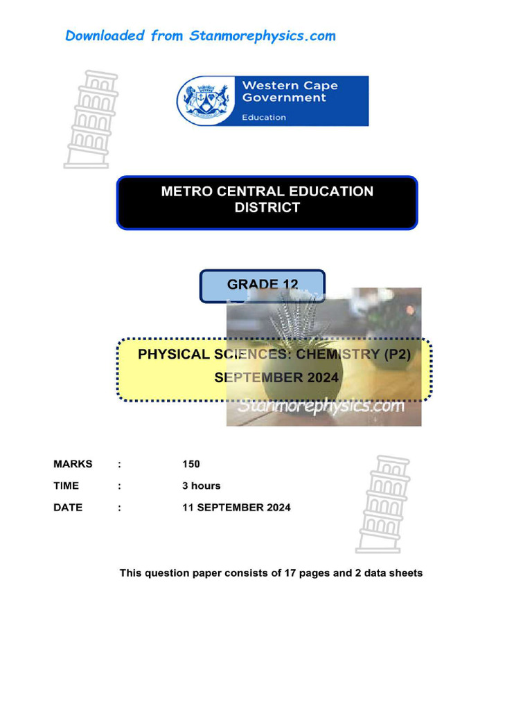 WC MC Physical Sciences Grade 12 September 2024 P2 and Memo | PDF