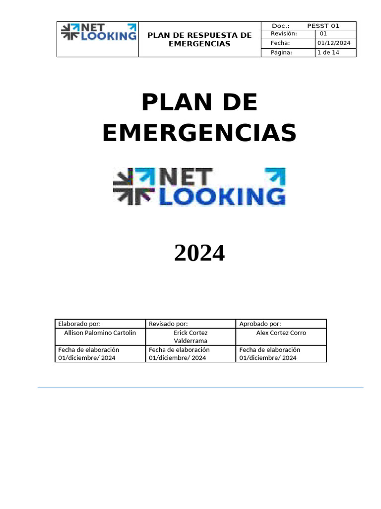 Plan-de-Emergencias-NET LOOKING | PDF | Riesgo | Emergencia