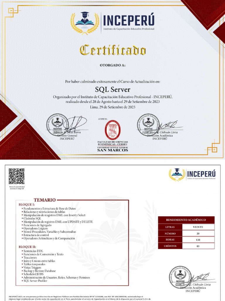 CERTIFICADO - SQL Server | PDF