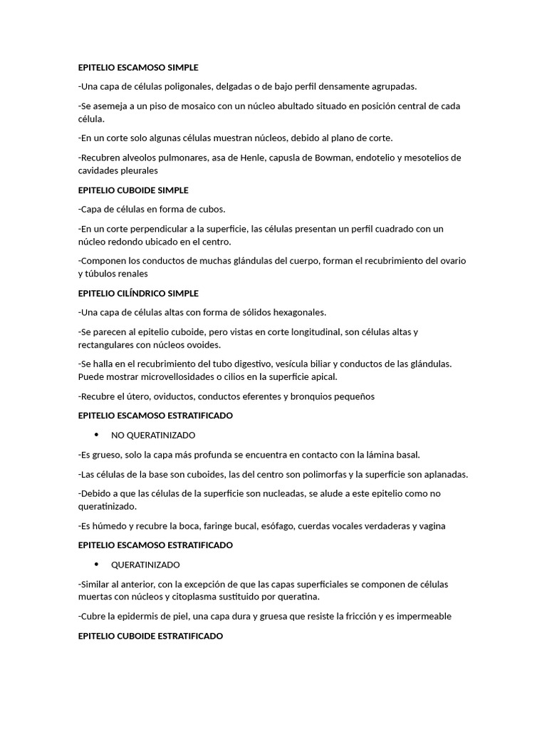 Epitelio Escamoso Simple | PDF | Epitelio | Anatomía