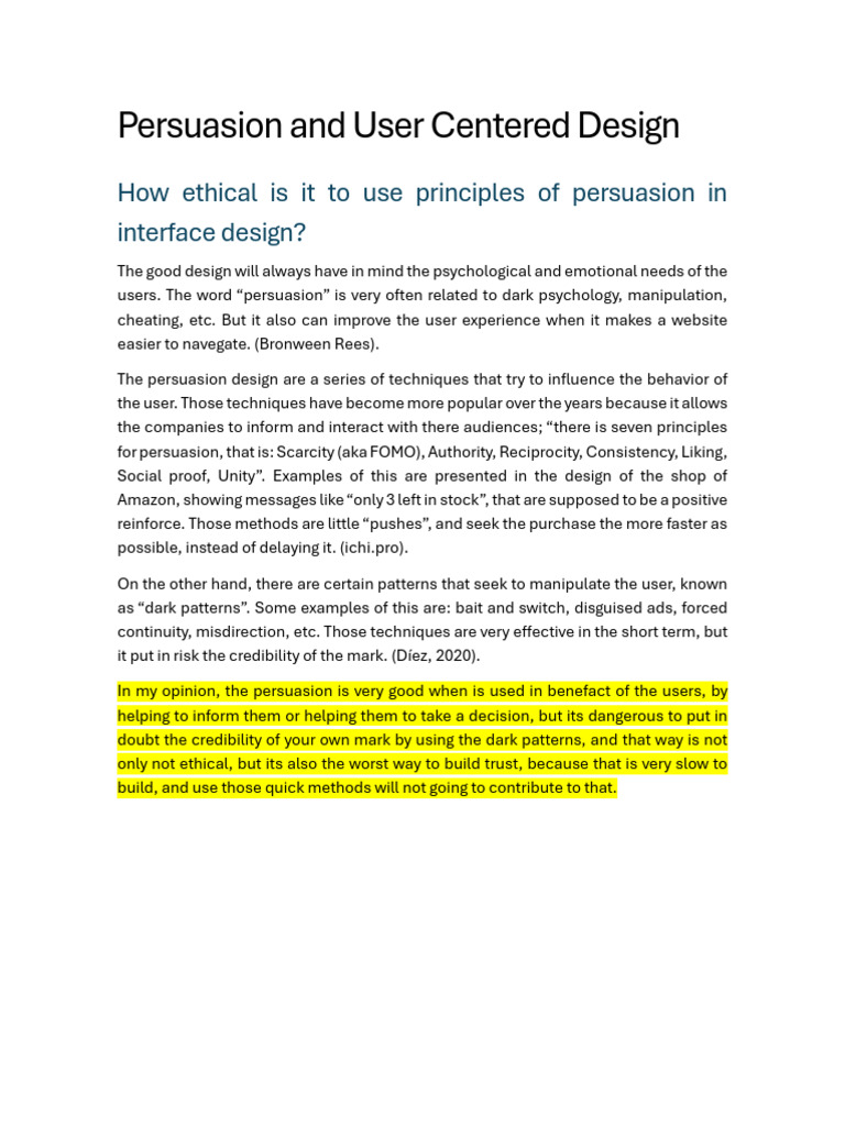 Persuasion and User Centered Design | PDF