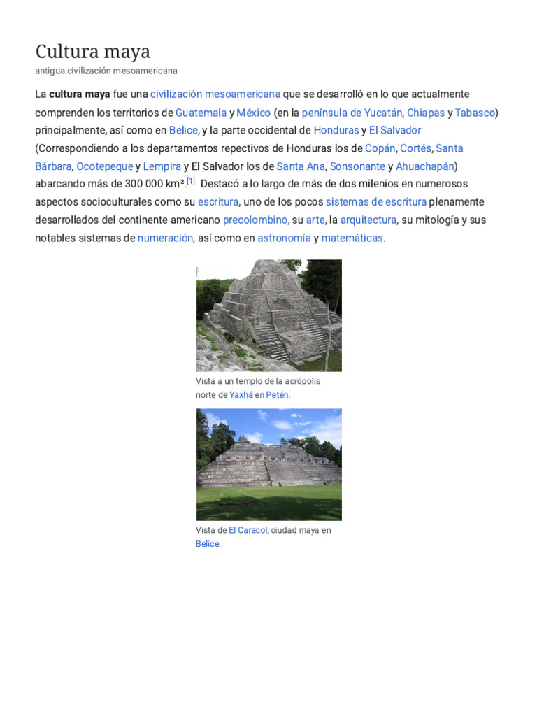 Cultura maya - Wikipedia, la enciclopedia libre | PDF | Civilización ...
