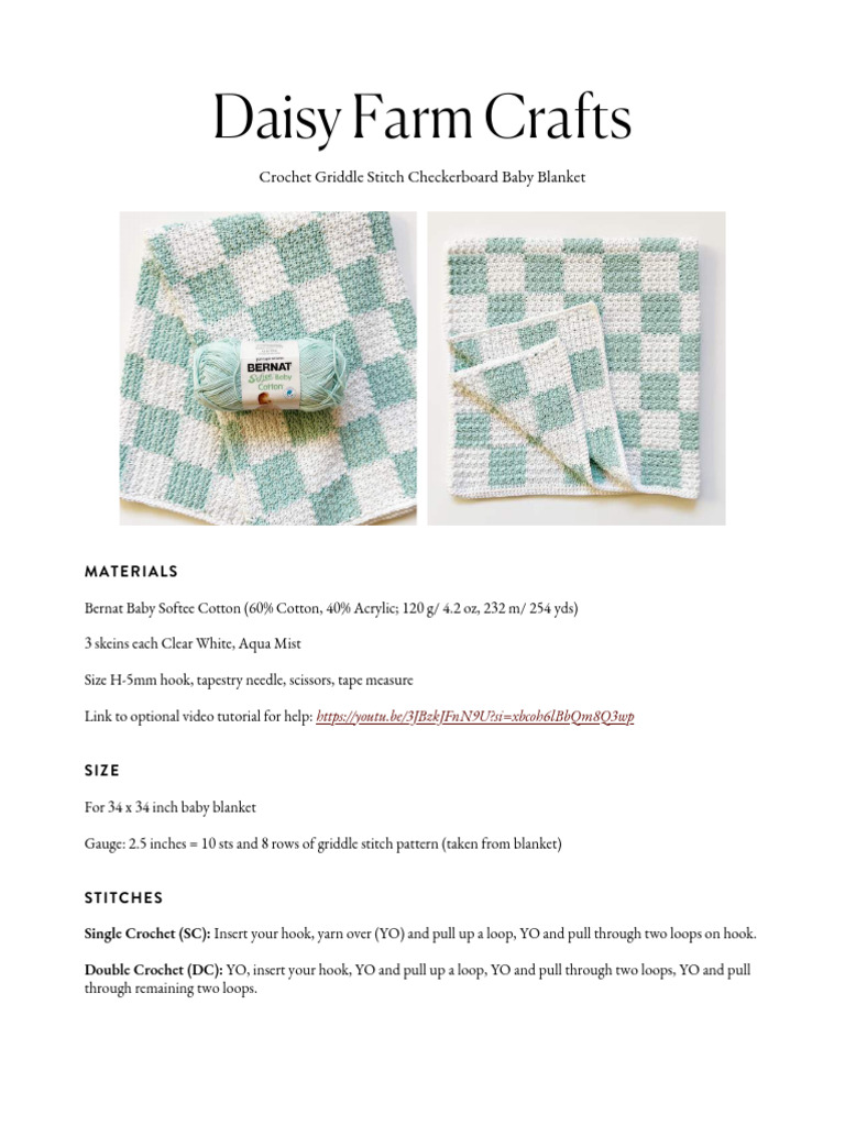 Griddle-Stitch-Checkerboard-Baby-Blanket | PDF | Crochet | Weaving