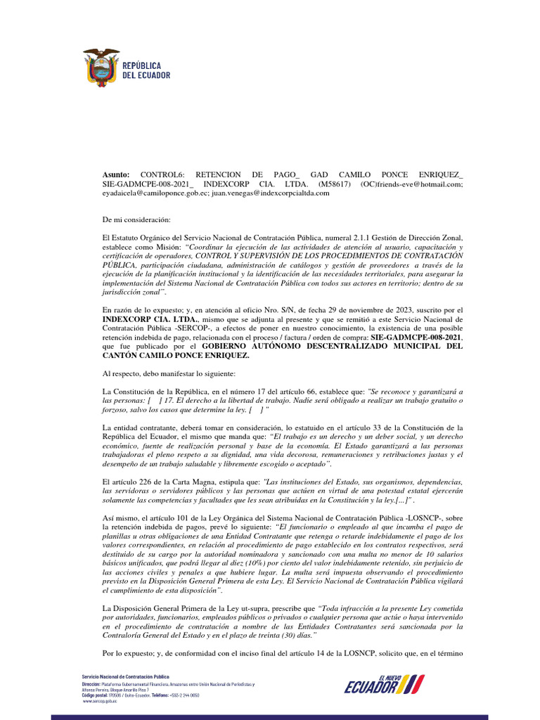 Sercop DZ6 2023 1574 of | PDF | Servicio Civil | Multa (pena)