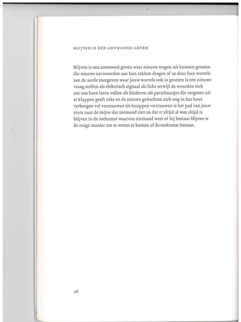 Gedicht 'Blijven is een antwoord geven' - Eva Meijer | PDF