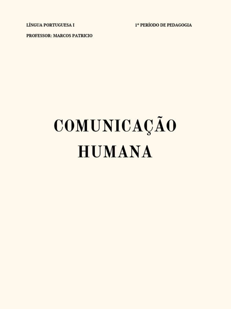 Elementos da Comunicação Humana | PDF | Comunicação | Comunicação humana