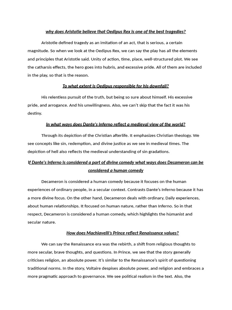 Why Does Aristotle Believe That Oedipus Rex Is One of The Best ...