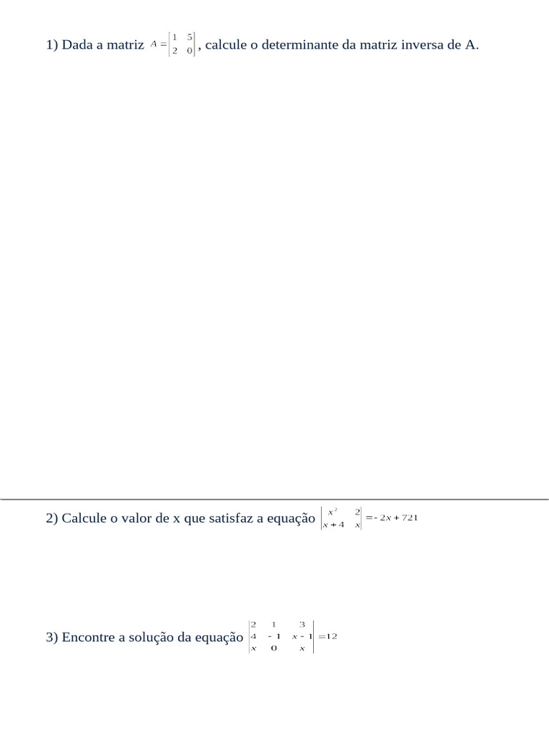 Av1 Relacao Exercicios Matrizes | PDF