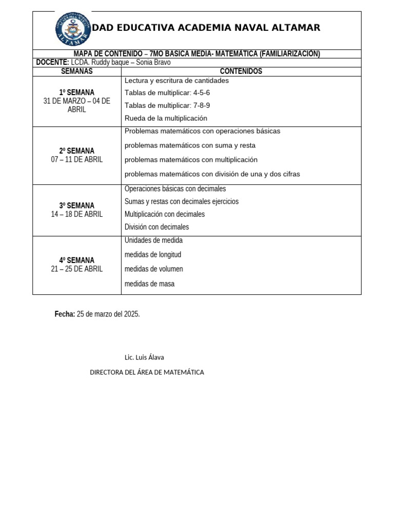 Contenidos Matemáticos 7mo Básica Media | PDF