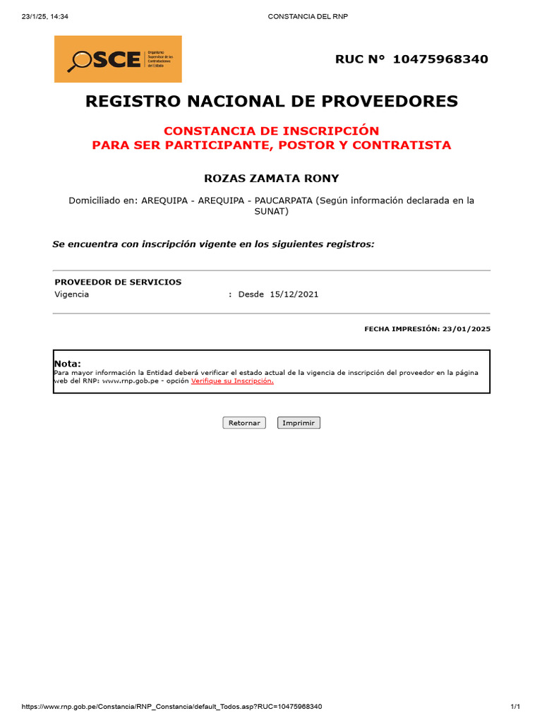 Constancia Del RNP | PDF