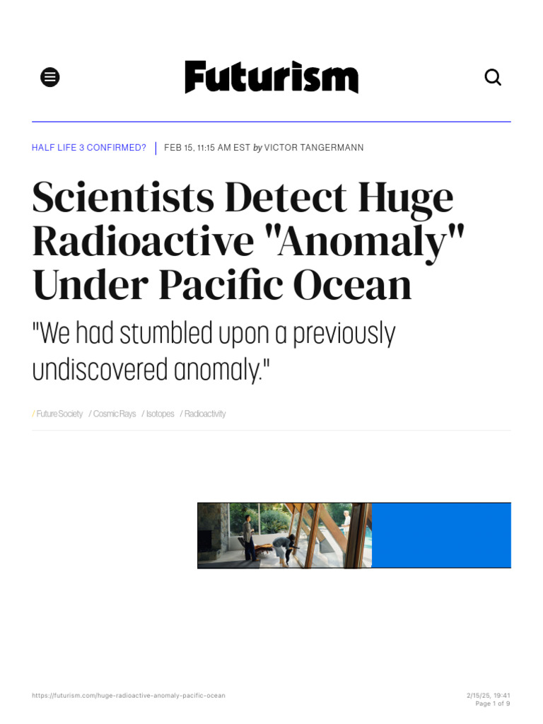 Scientists Detect Huge Radioactive "Anomaly" Under Pacific Ocean | PDF ...