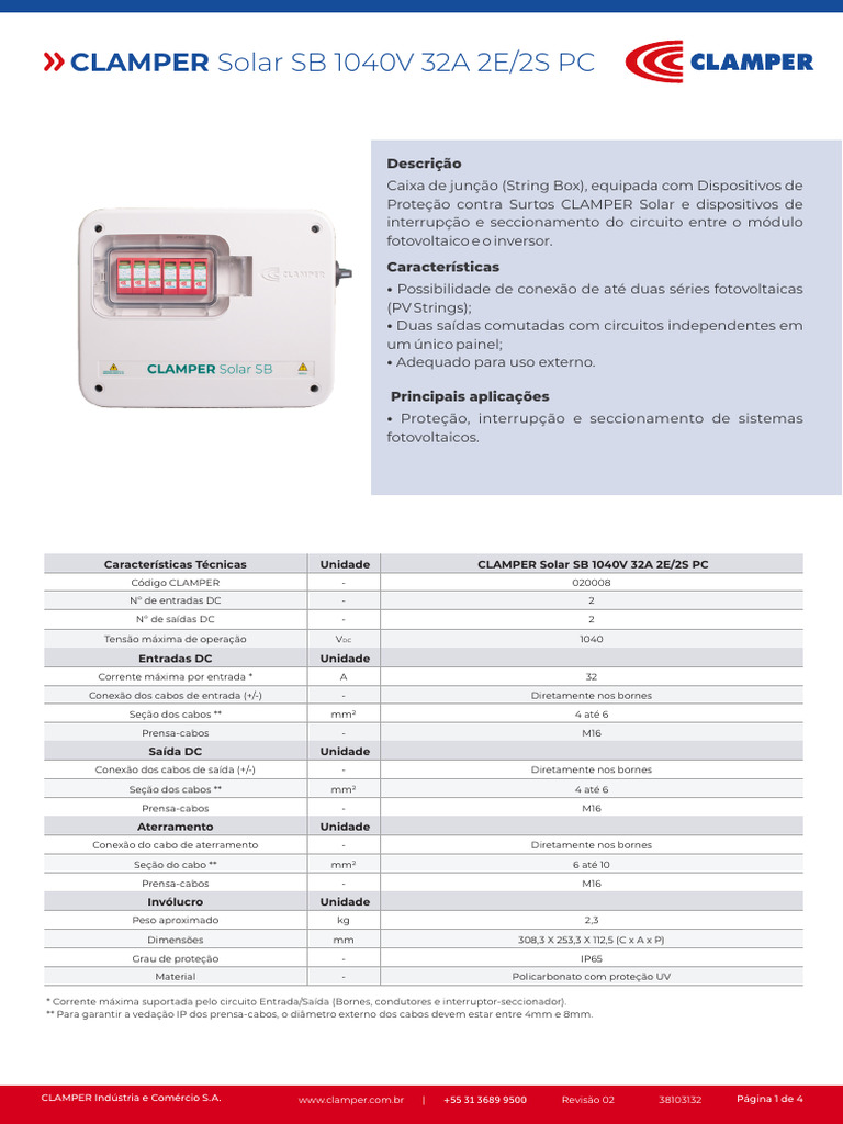 Datasheet - Clamper 1040V 32A 2E-2S | PDF