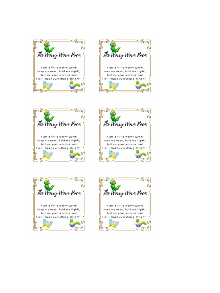 Worry Worm Poem Print | PDF