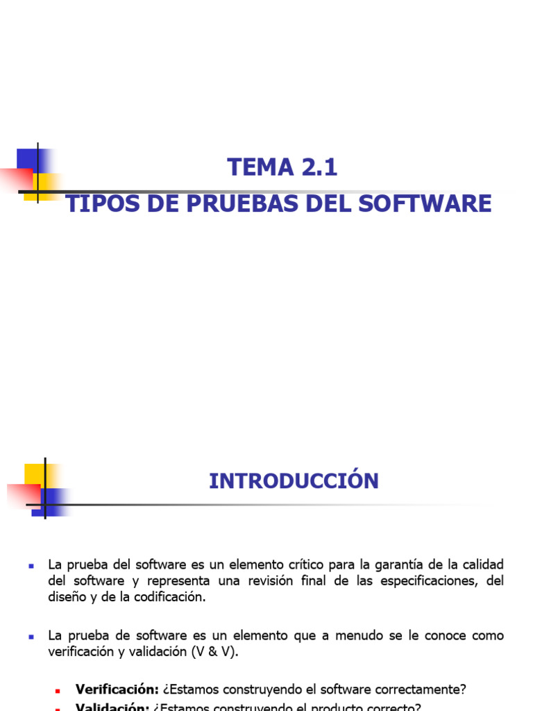 Tema 2.1 Tipos de Pruebas Del Software | PDF | Software | Programa de computadora