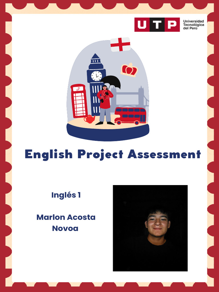 English Project Assessment Cover Page in White Red Fun Style | PDF