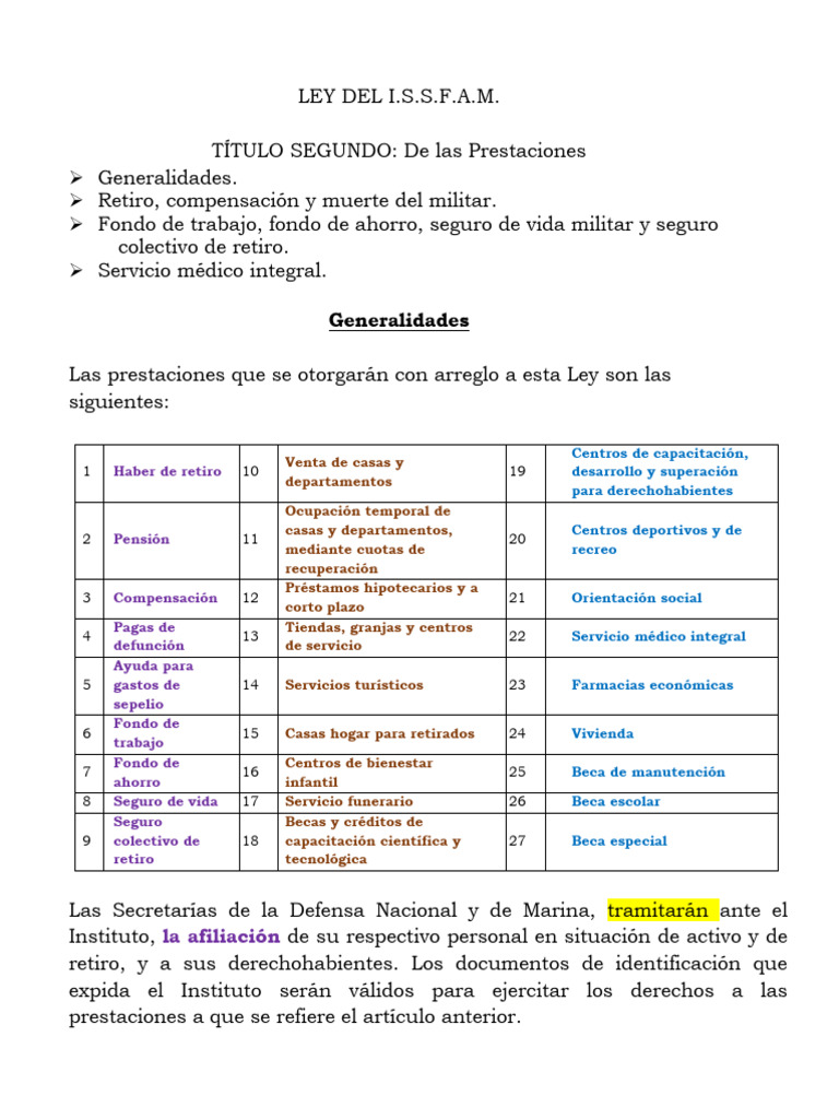 Ley del ISSFAM 2025: Prestaciones y Retiro | PDF | Seguro | Seguro de vida