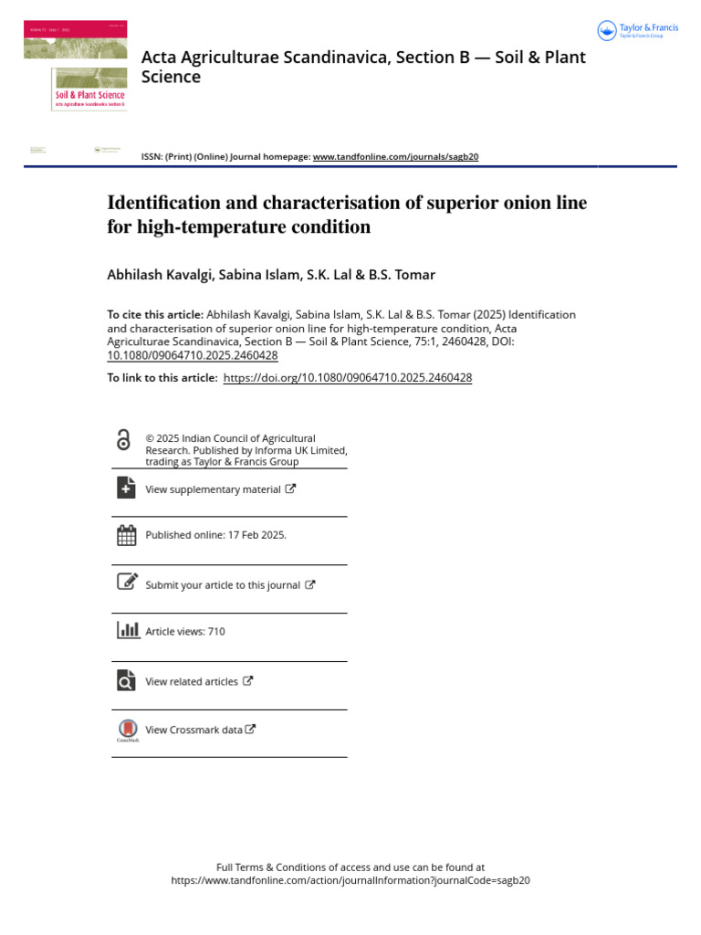 Identification and characterisation of superior onion line for high ...