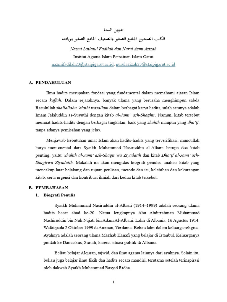 TADWIN SUNNAH II_KITAB AL-JAMI' ASH-SHAGIR | PDF