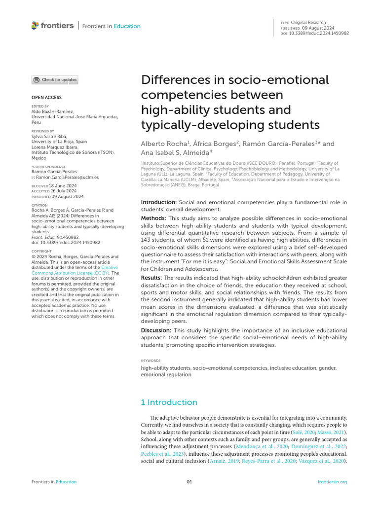 Differences in Socio-Emotional | PDF | Emotions | Intelligence Quotient