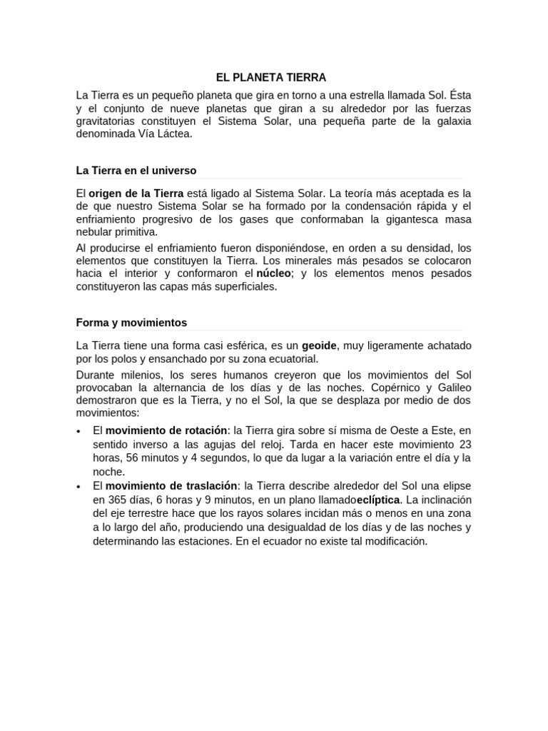 El Planeta Tierra | PDF