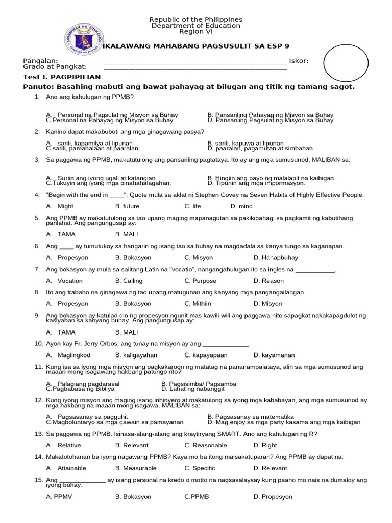 Grade 9_Q4_2nd SUMMATIVE TEST | PDF