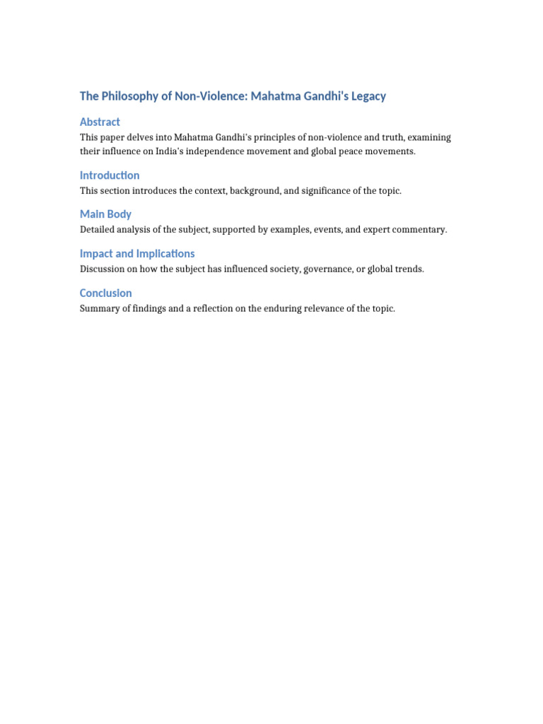 The Philosophy of Non-Violence: Mahatma Gandhi's Legacy | PDF