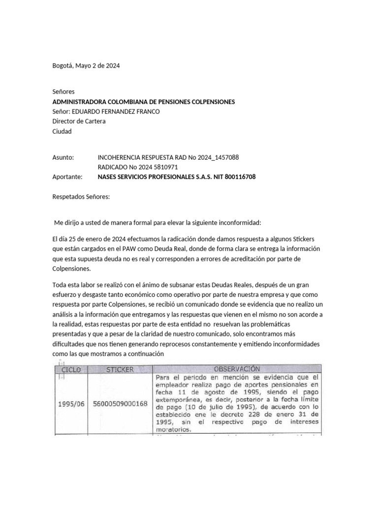 Comunicado Objecion Rad 2024 - 1457088 | PDF