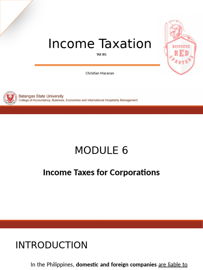 Corporate Income Tax in the Philippines | PDF | Taxes | Corporate Tax