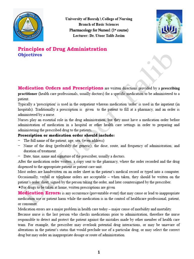 2 Principles of Drug Adminitration | PDF | Medical Prescription ...