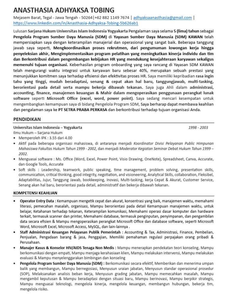 Pengalaman Profesional HR Driver | PDF
