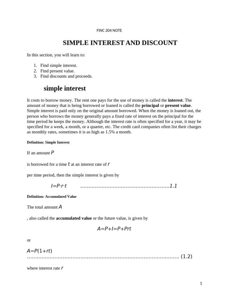 Finc 204 Note 2a Students | PDF | Negotiable Instrument | Interest