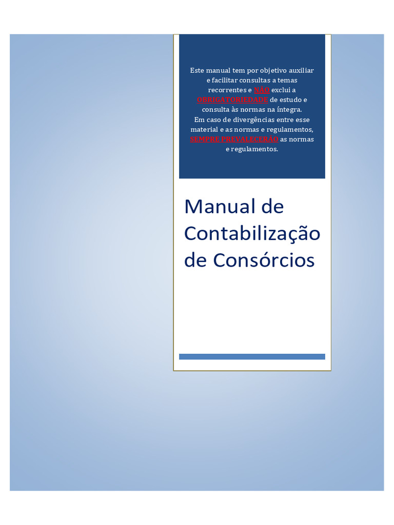 Manual de Práticas Contábeis e Regulatórias para Consórcios 2 | PDF | Contabilidade | Consórcio