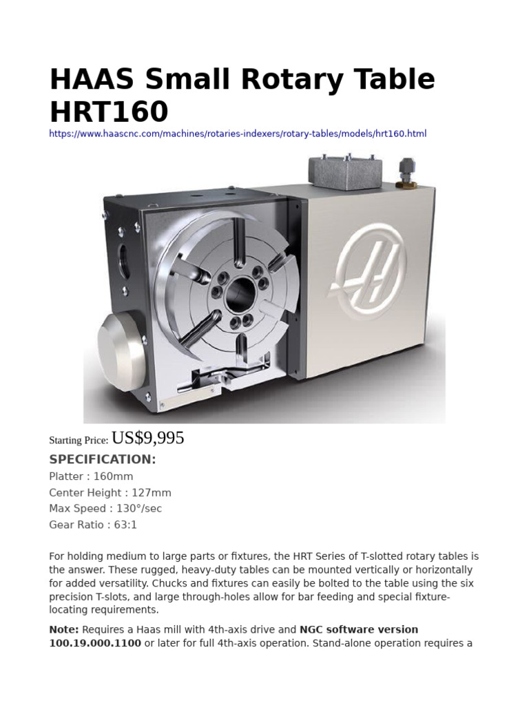 HAAS HRT160 Small Rotary Table | PDF