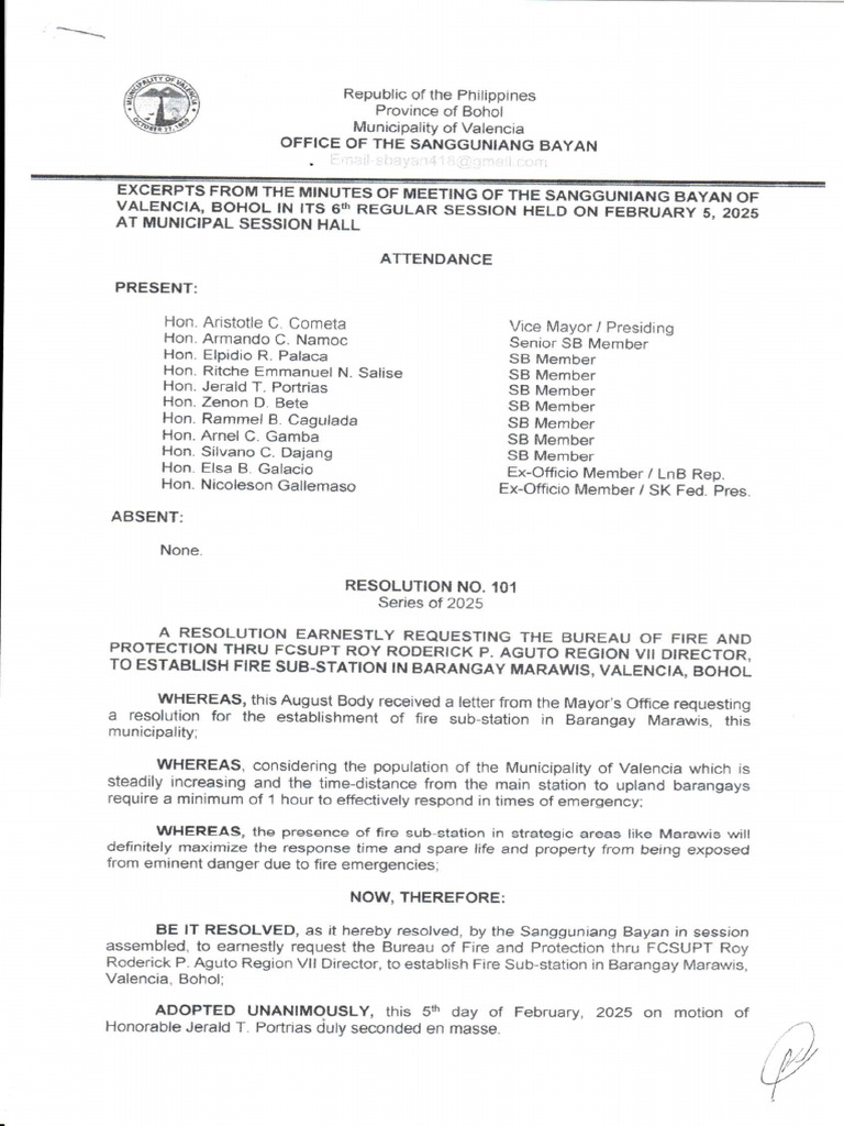 Resolution 101 Series of 2025 | PDF