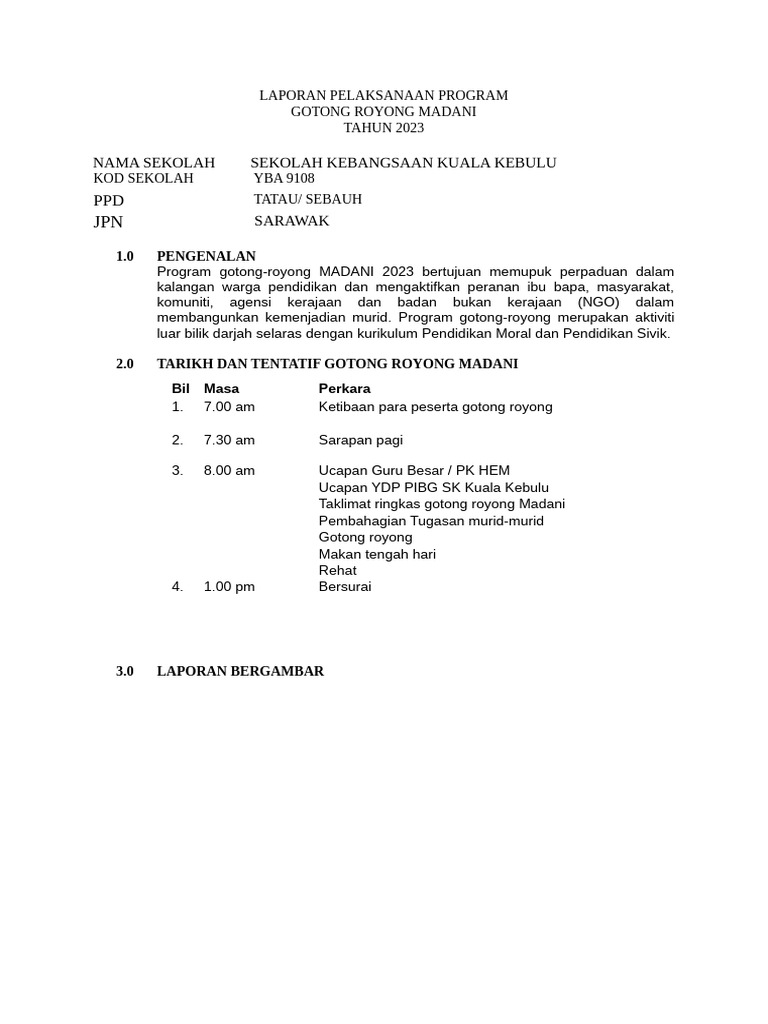 Laporan Pelaksanaan Program | PDF