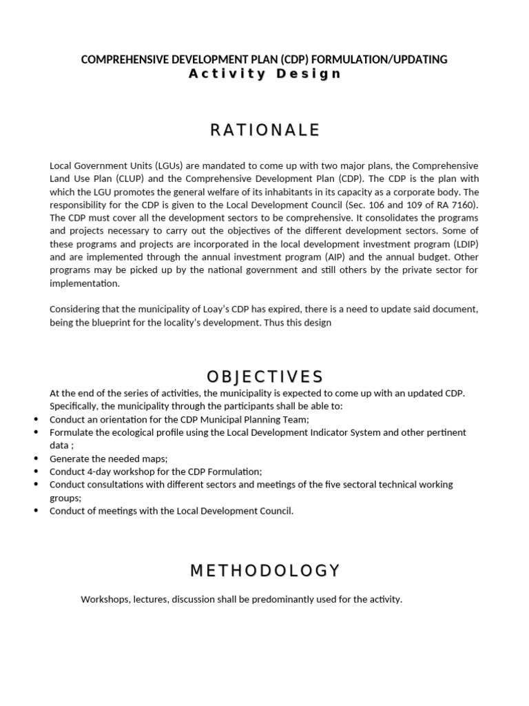 Loay Activity Design CDP Formulation | PDF | Economies