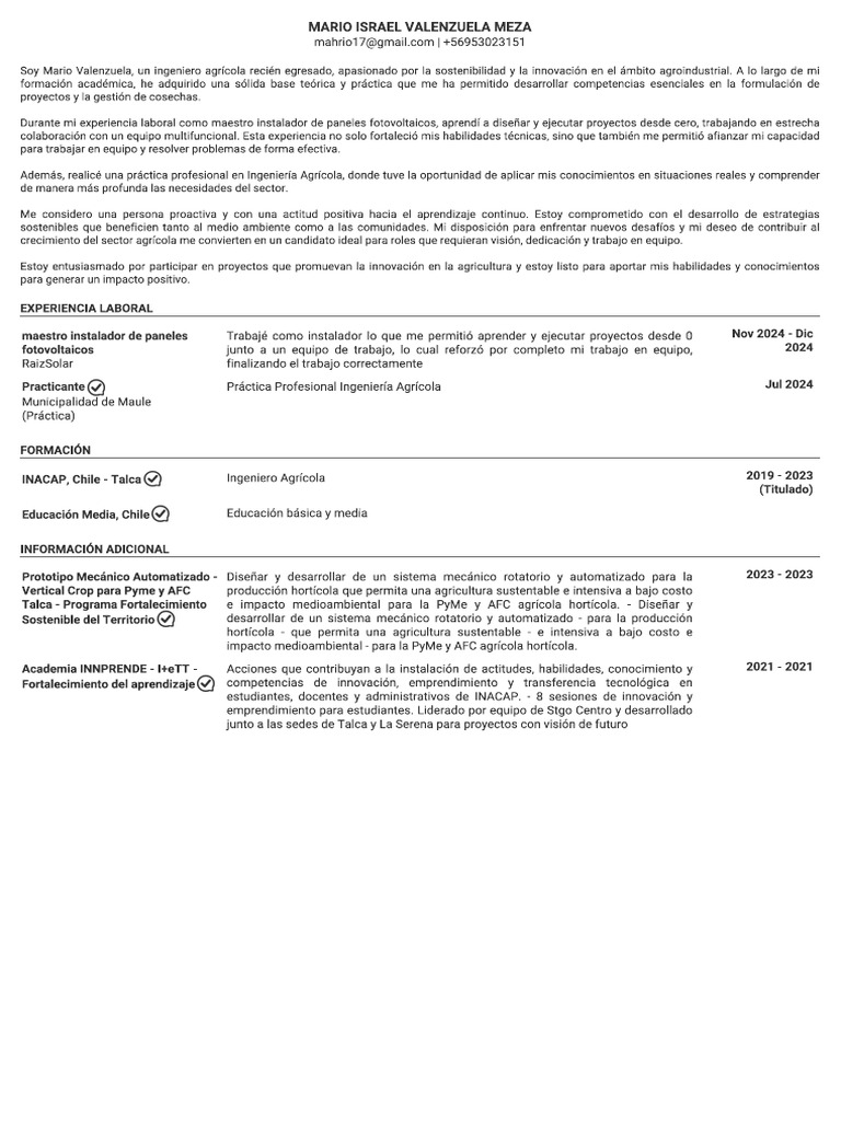 CV Mario Valenzuela Meza | PDF