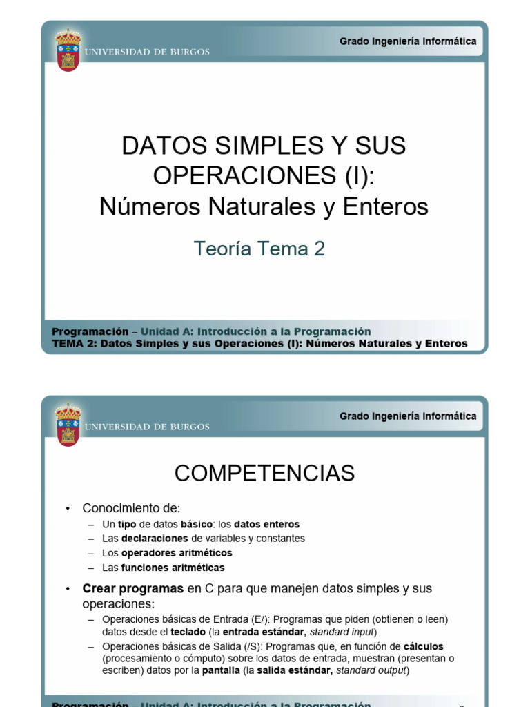 T2 - Datos Simples y Sus Operaciones (I). Números Naturales y Enteros ...