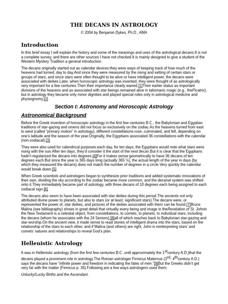 Understanding Astrological Decans | PDF | Planets In Astrology ...