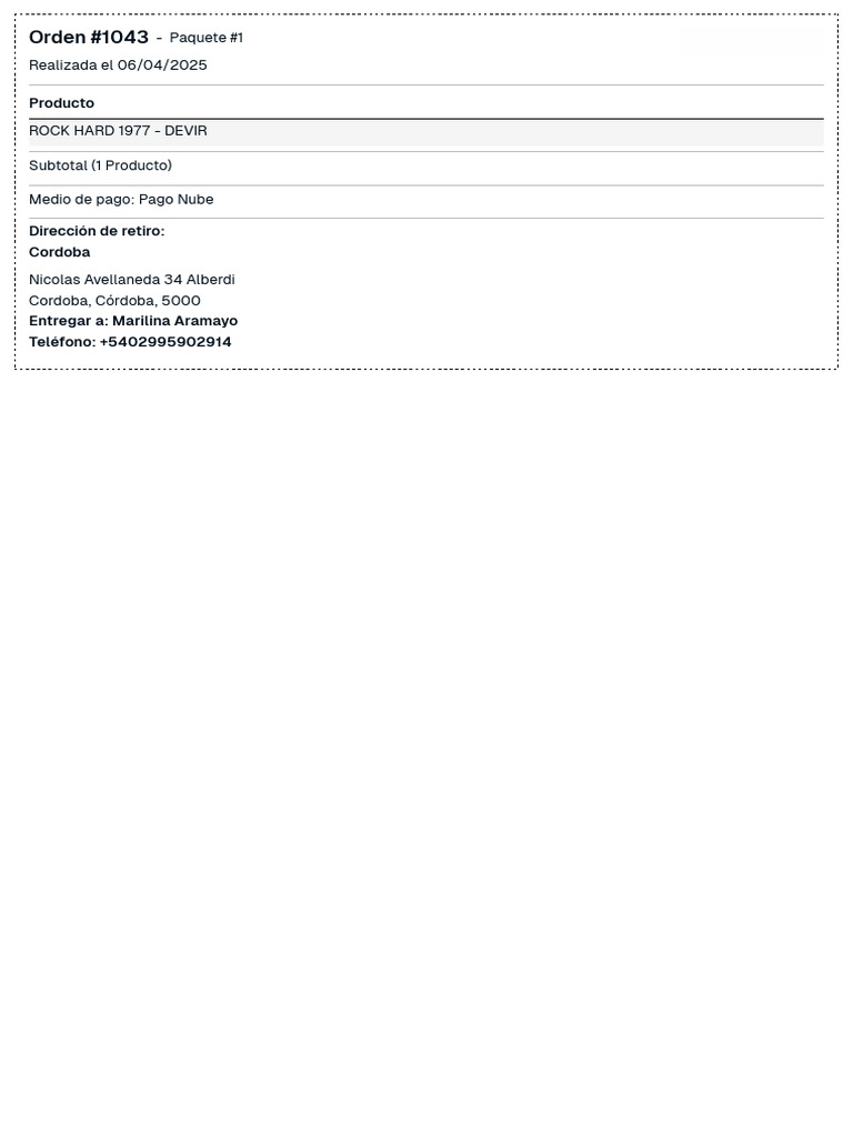 Orden #1043 | PDF