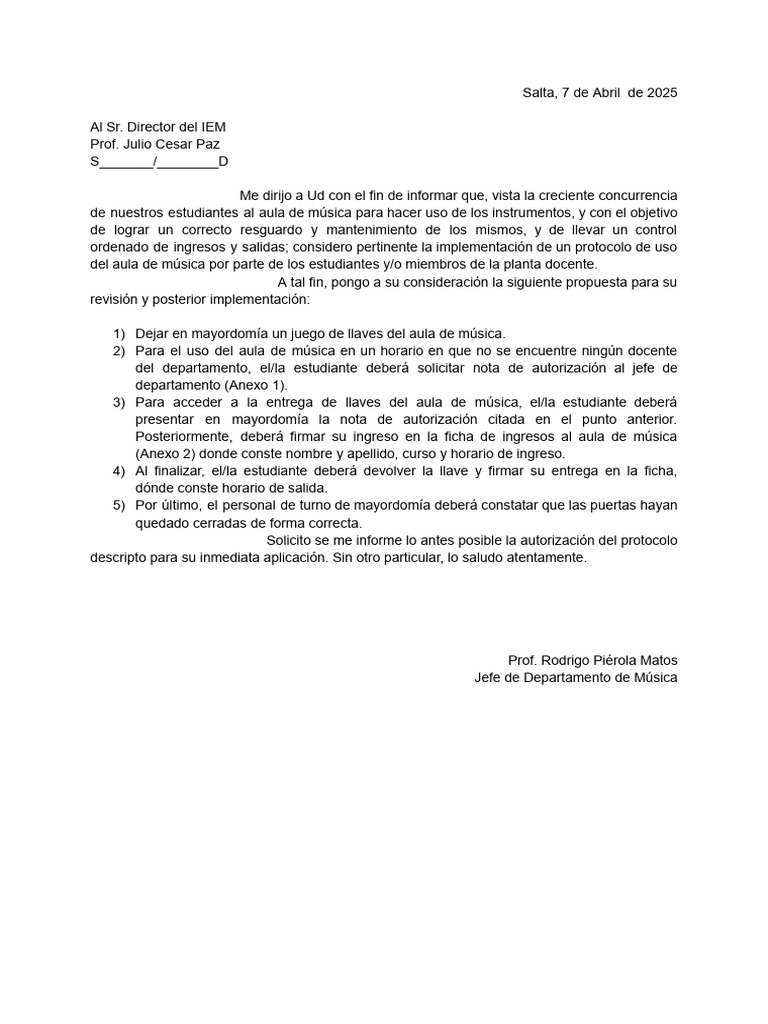 Nota Protocolo Uso Aula | PDF