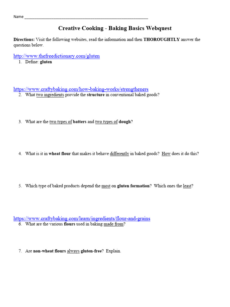 Baking Ingredients Webquest | PDF | Flour | Baking